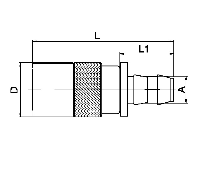 Mould-Shop. Coupling Straight Tail (Push-Lock)